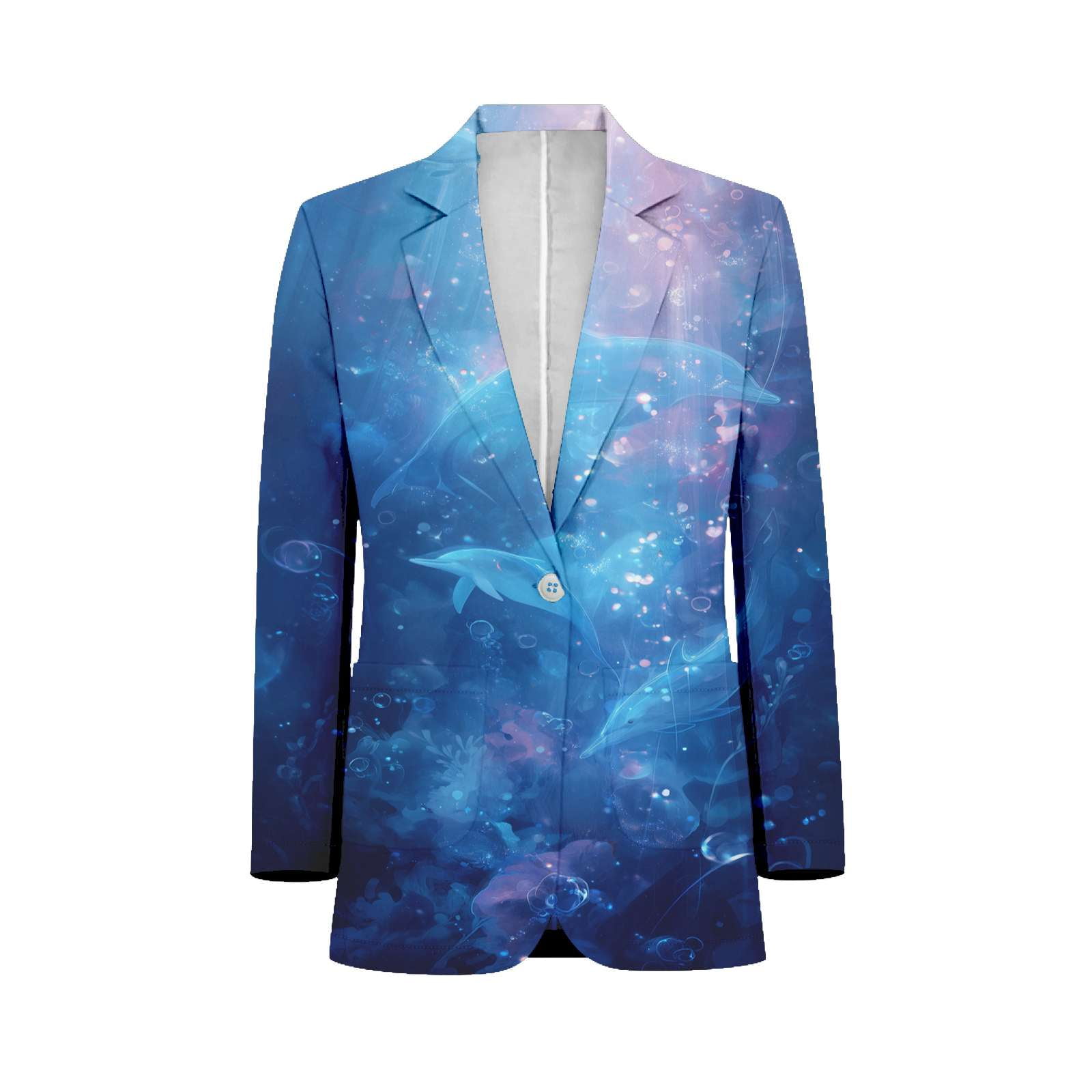 Magical Underwater Dolphin Scene Mens Suits Shawl Collar Slim Fit Suit ...