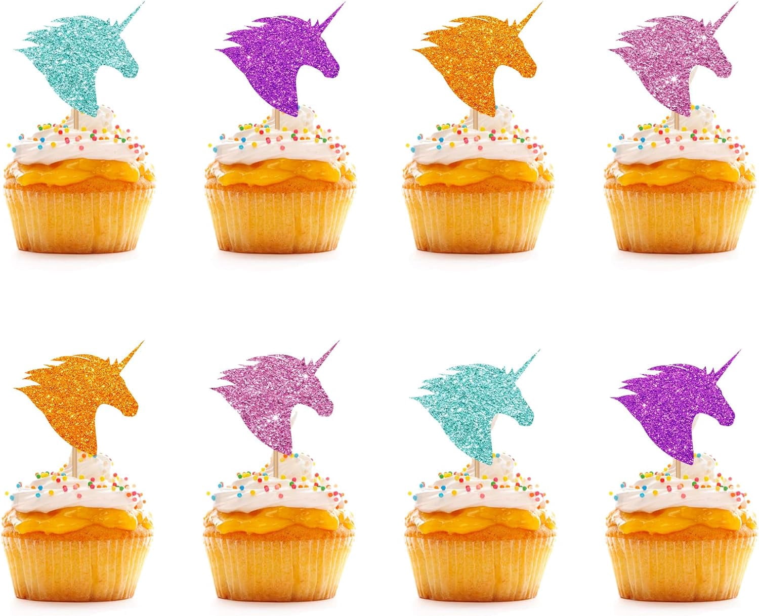 Magical Unicorn Cupcake Toppers - Sparkling Blue & Pink Picks for Baby ...