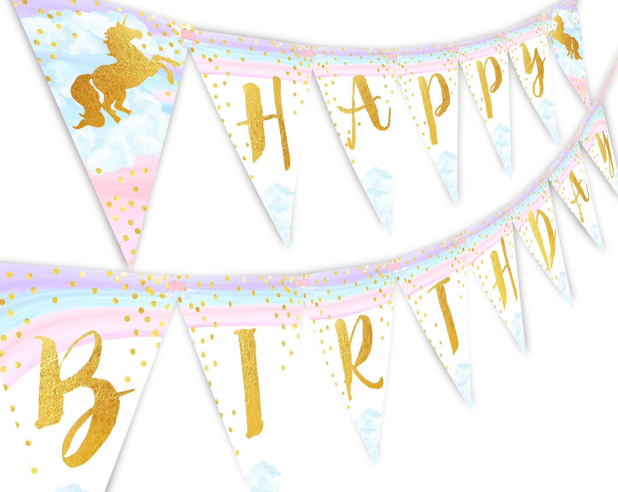 Magical Unicorn Rainbow Happy Birthday Banner Pennant - Walmart.com