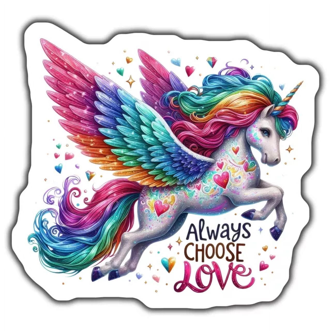 Magical Unicorn Sticker, Choose Love Sticker, Rainbow Unicorn Decal ...