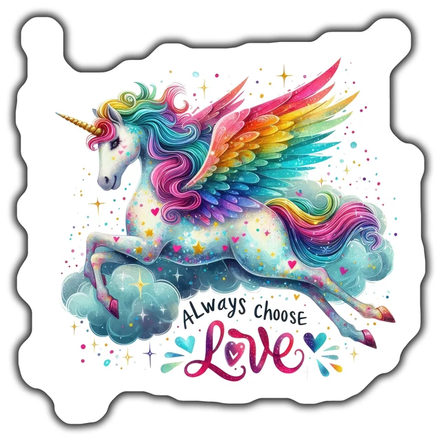 Magical Unicorn Stickers, Always Choose Love Rainbow Sticker, Cute ...