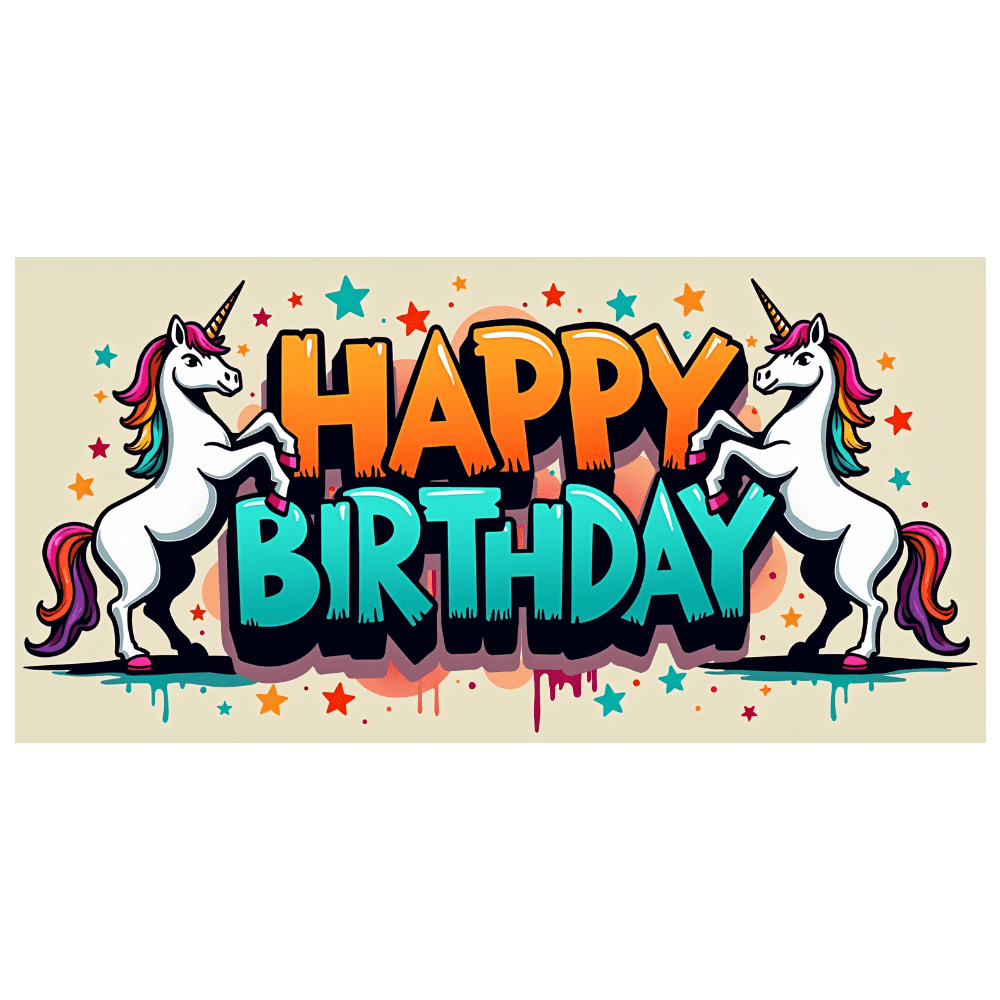 Magical Unicorn Themed Happy Birthday Banner Backdrop Background Party ...