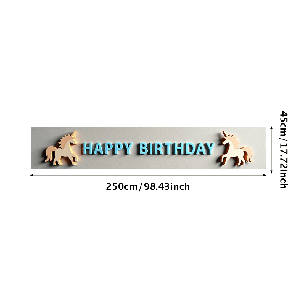 Magical Unicorn Themed Happy Birthday Banner Backdrop Background Party ...