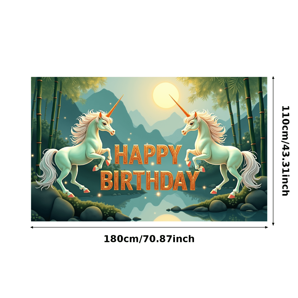 Magical Unicorn Themed Happy Birthday Banner Backdrop Background Party ...