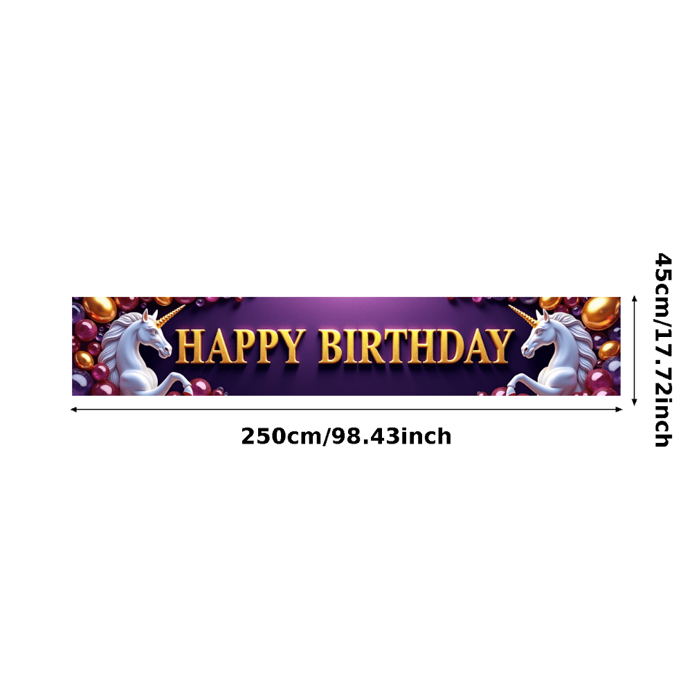 Magical Unicorn Themed Happy Birthday Banner Background Party Supplies ...
