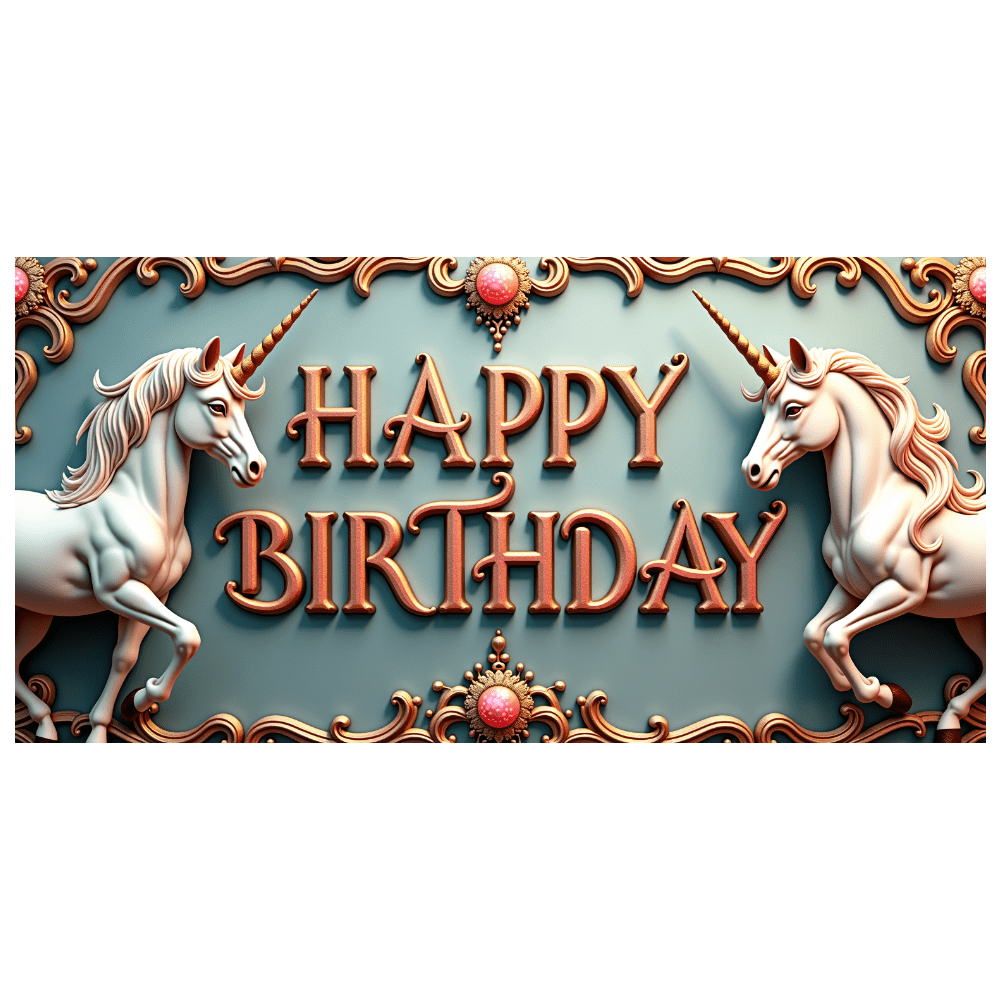 Magical Unicorn Themed Happy Birthday Banner Background Party Supplies ...