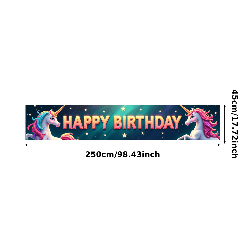 Magical Unicorn Themed Happy Birthday Banner Party Decoration ...