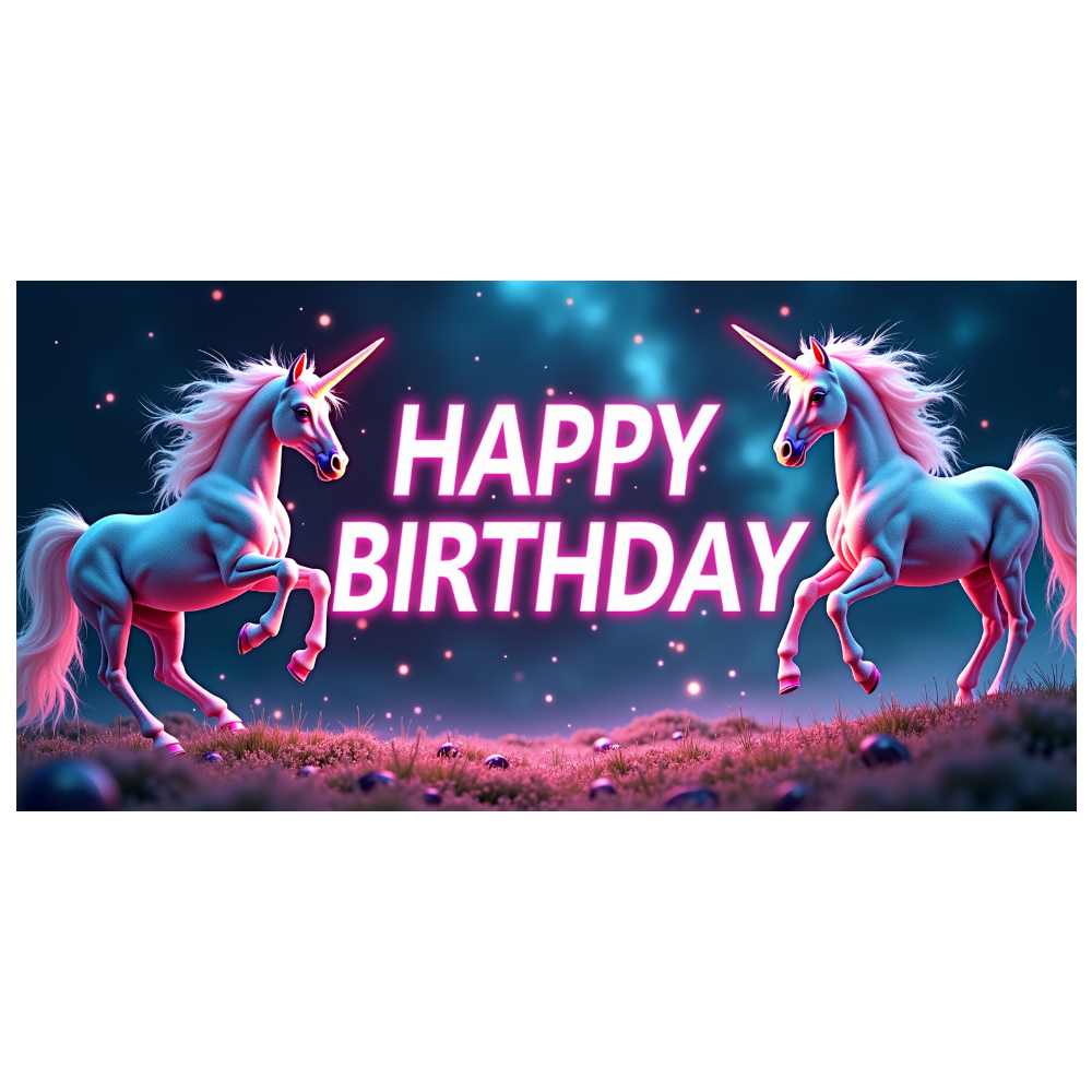 Magical Unicorn Themed Happy Birthday Banner Party Decoration ...