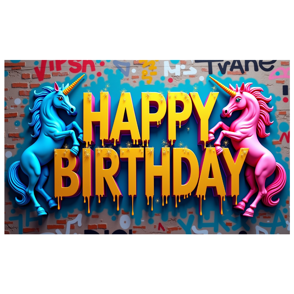 Magical Unicorn Themed Happy Birthday Banner Party Decoration ...