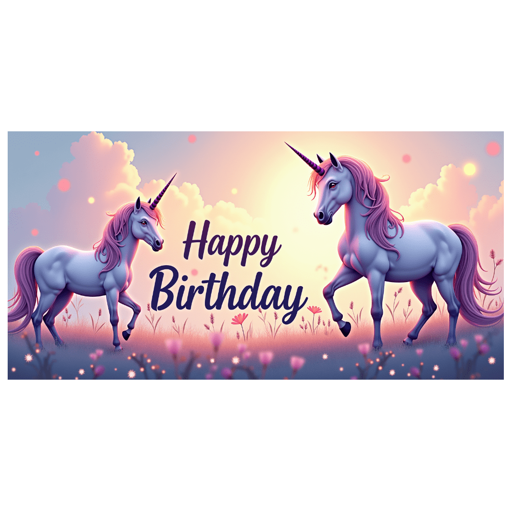 Magical Unicorn Themed Happy Birthday Banner Party Decoration ...