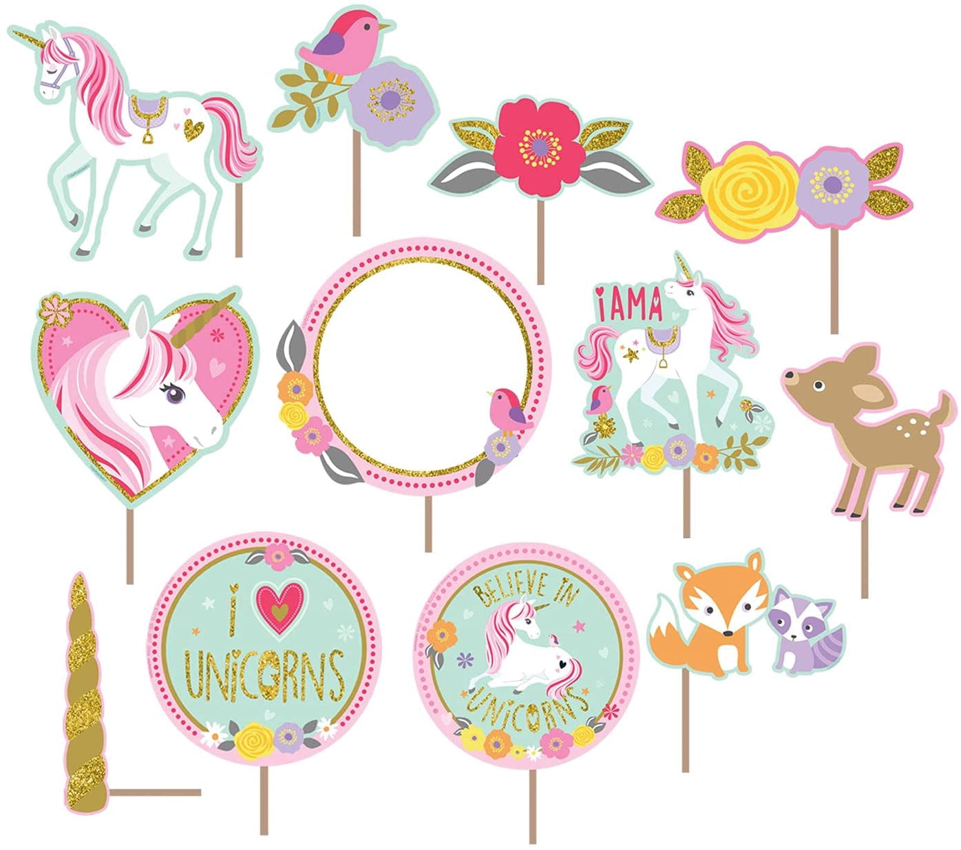 Magical Unicorn Wall Poster Decorating Kit w/ Photo Props (17pc ...