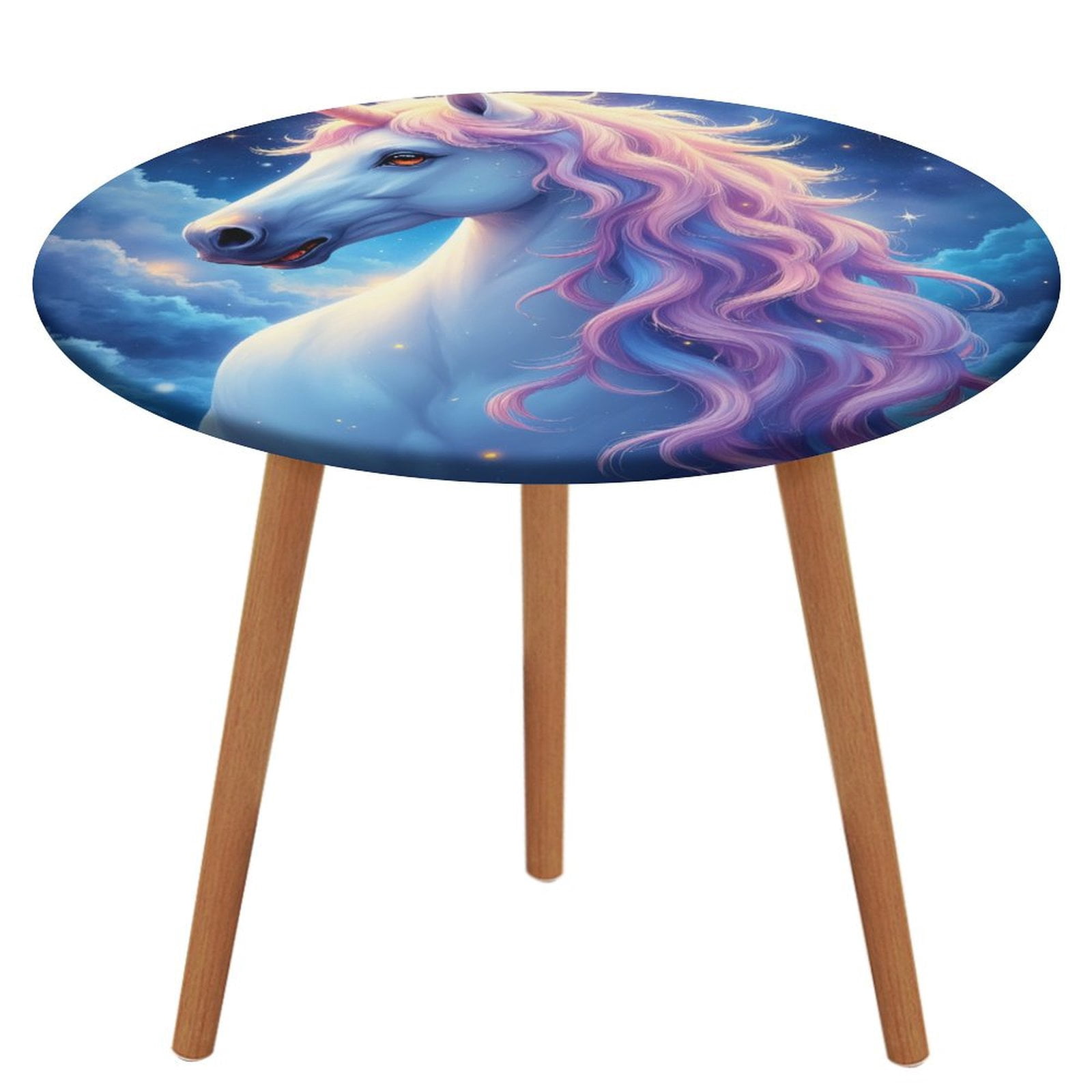 Magical Unicorn in Starry Night Pattern Round Tablecloth Waterproof ...