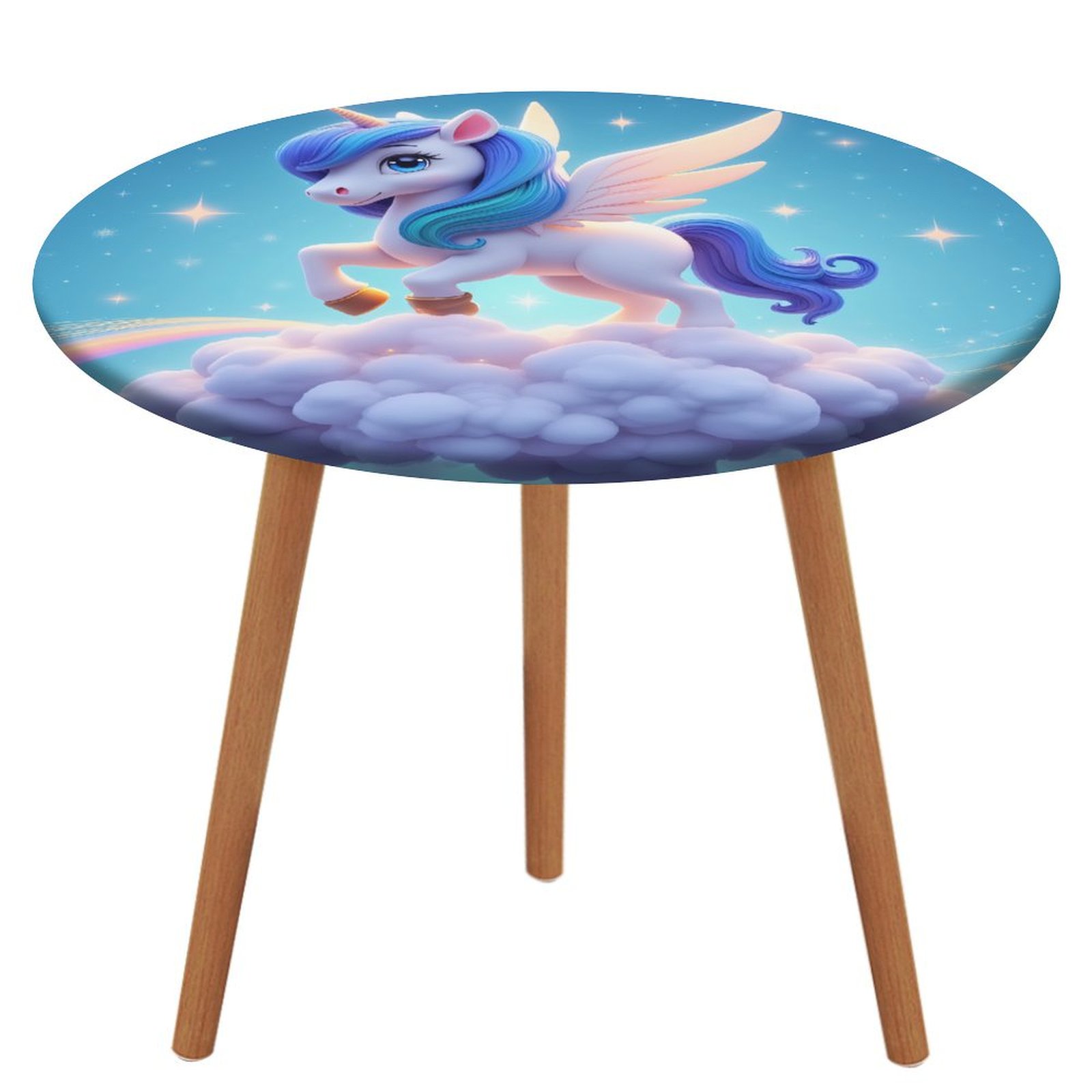 Magical Unicorn on Cloud Tablecloth Round Elastic Fitted Waterproof ...