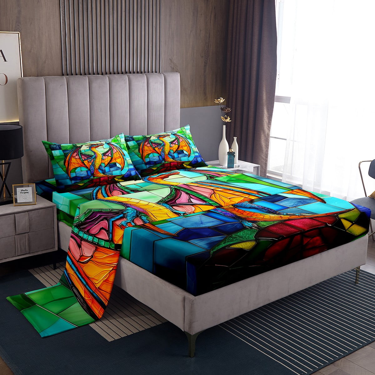 Magical Wildlife Dragon Bedding Set Exotic Dragon Bed Sheets Queen ...