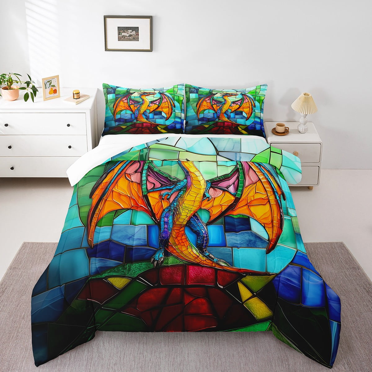 Magical Wildlife Dragon Comforter Sets Exotic Dragon Beddig Set King ...