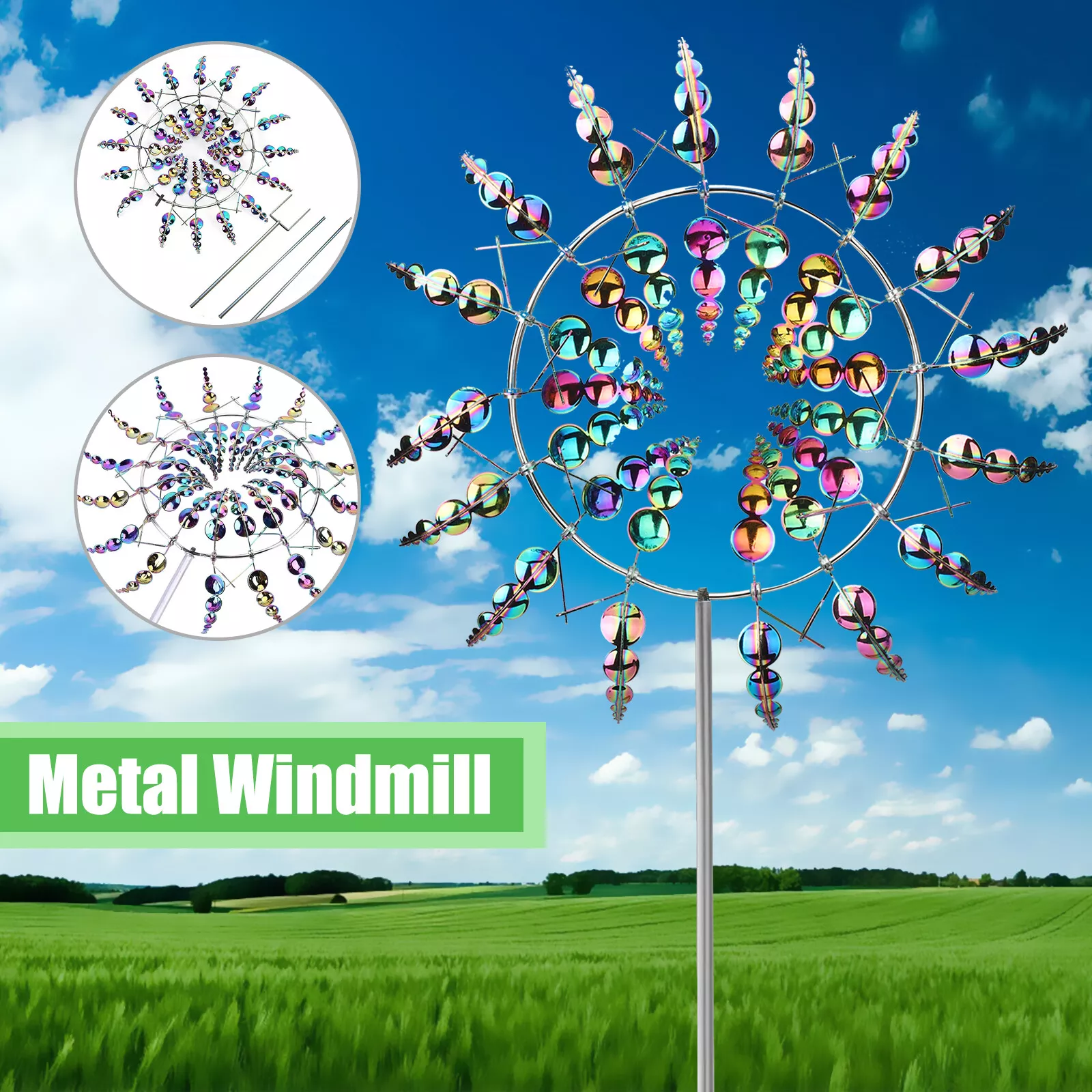 Magical Wind Powered Kinetic Windmill Metal Sculpture Yard Garden ...