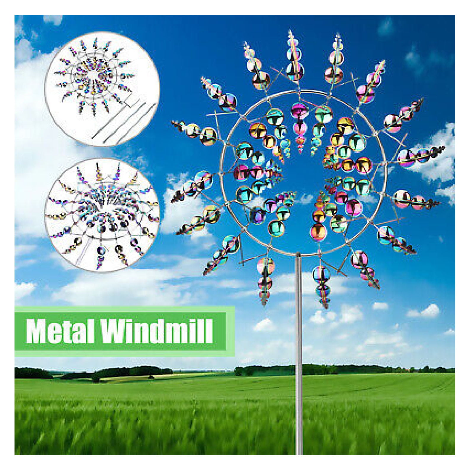 Magical Wind Powered Kinetic Windmill Metal Sculpture Yard Garden ...