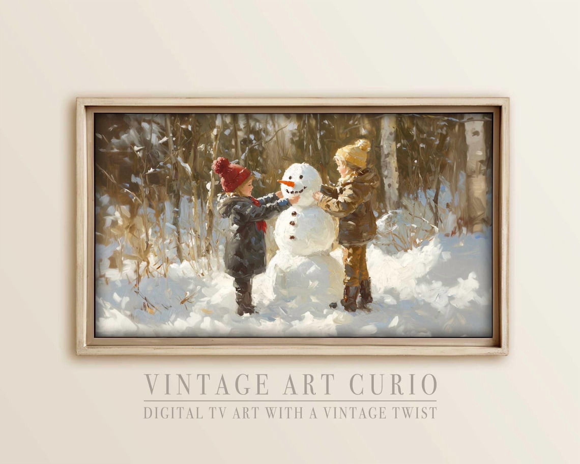 Magical Winter Building Snowman Art, Christmas Screensaver, Cozy ...