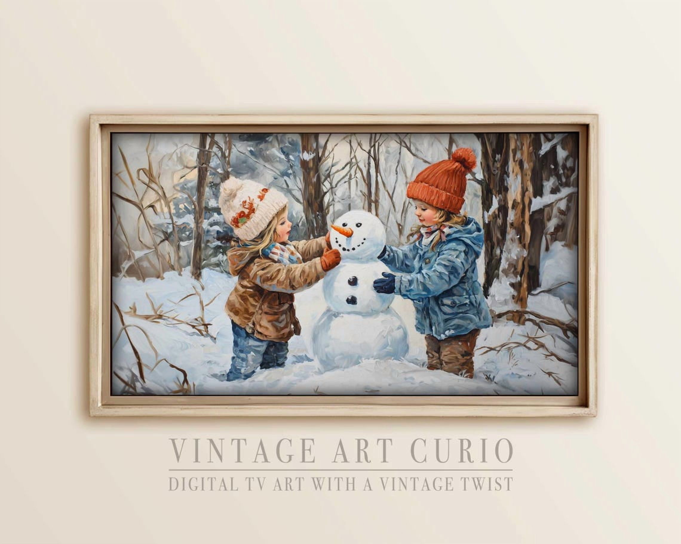 Magical Winter Building Snowman Art, Christmas Screensaver, Cozy ...