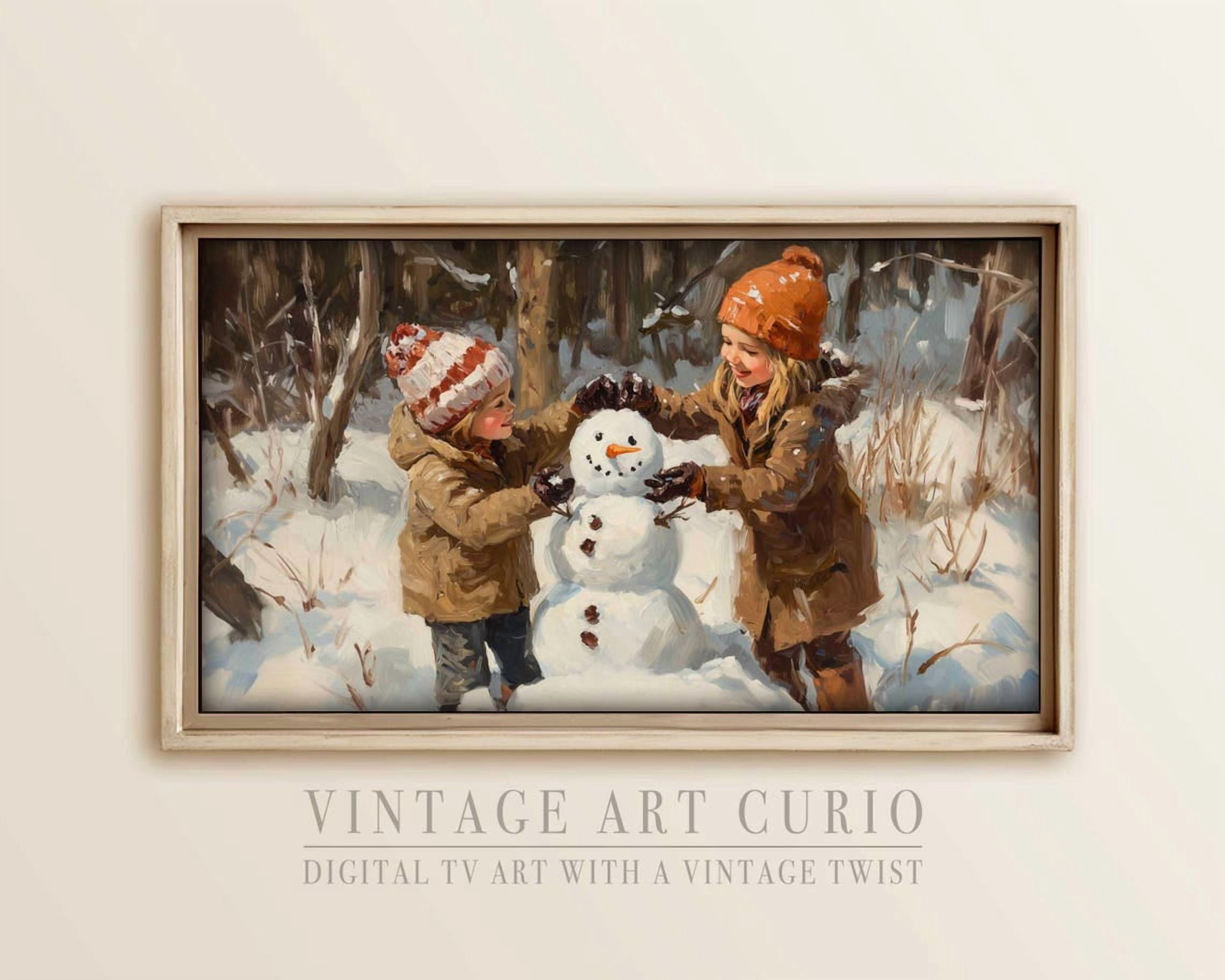 Magical Winter Building Snowman Art, Christmas Screensaver, Cozy ...