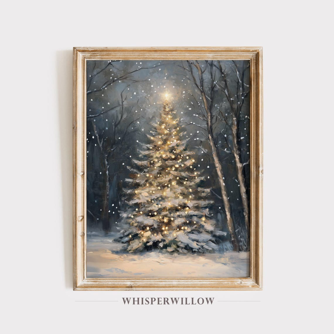 Magical Winter Tree In Forest, Able, Snowy, Festive Lights Winter Wall ...