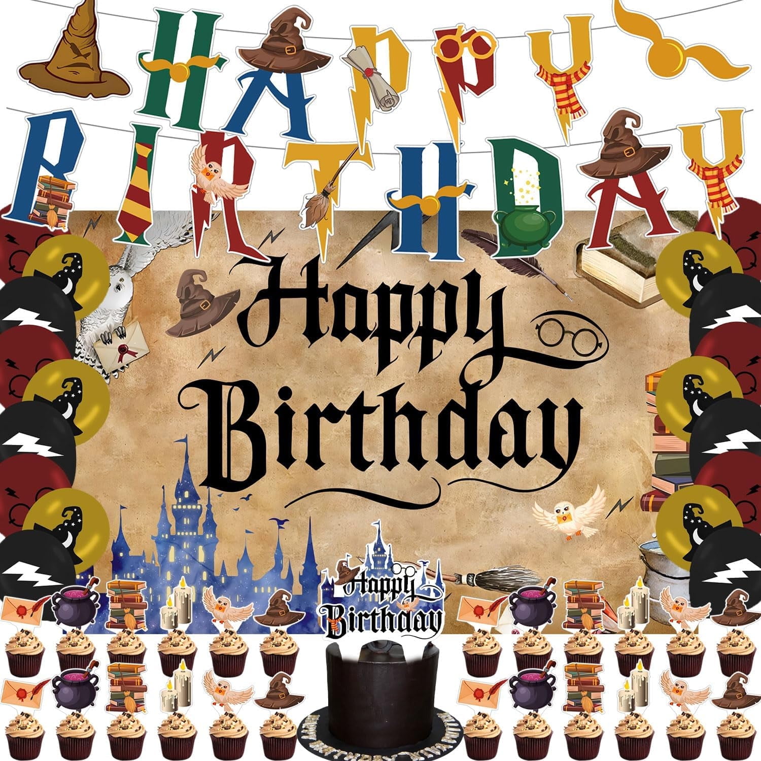 Magical Wizard Birthday Party Supplies with 1Pcs Magical Wizard Theme ...
