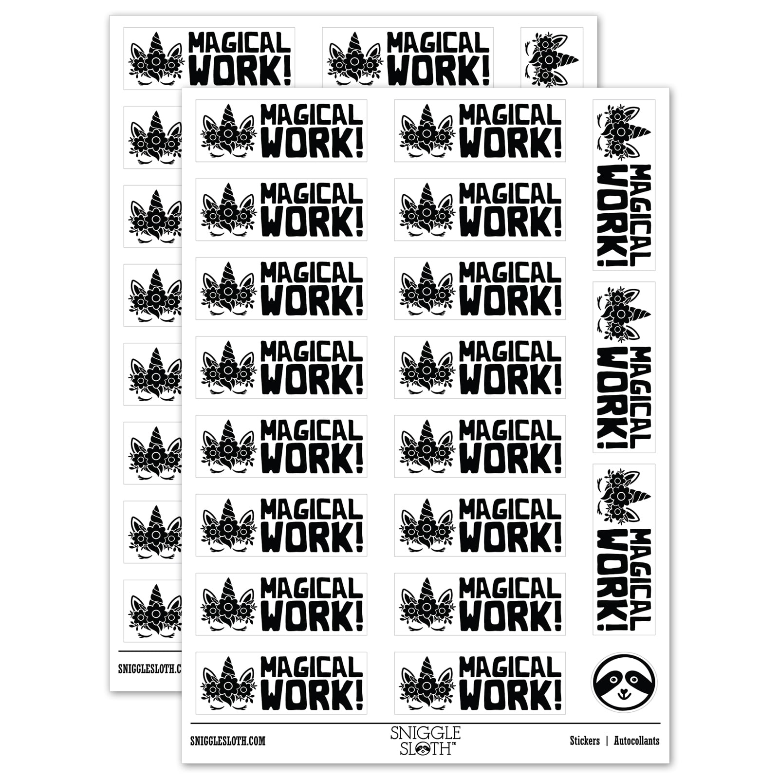 Magical Work Unicorn Teacher Student School Sticker Set - White - Gloss ...