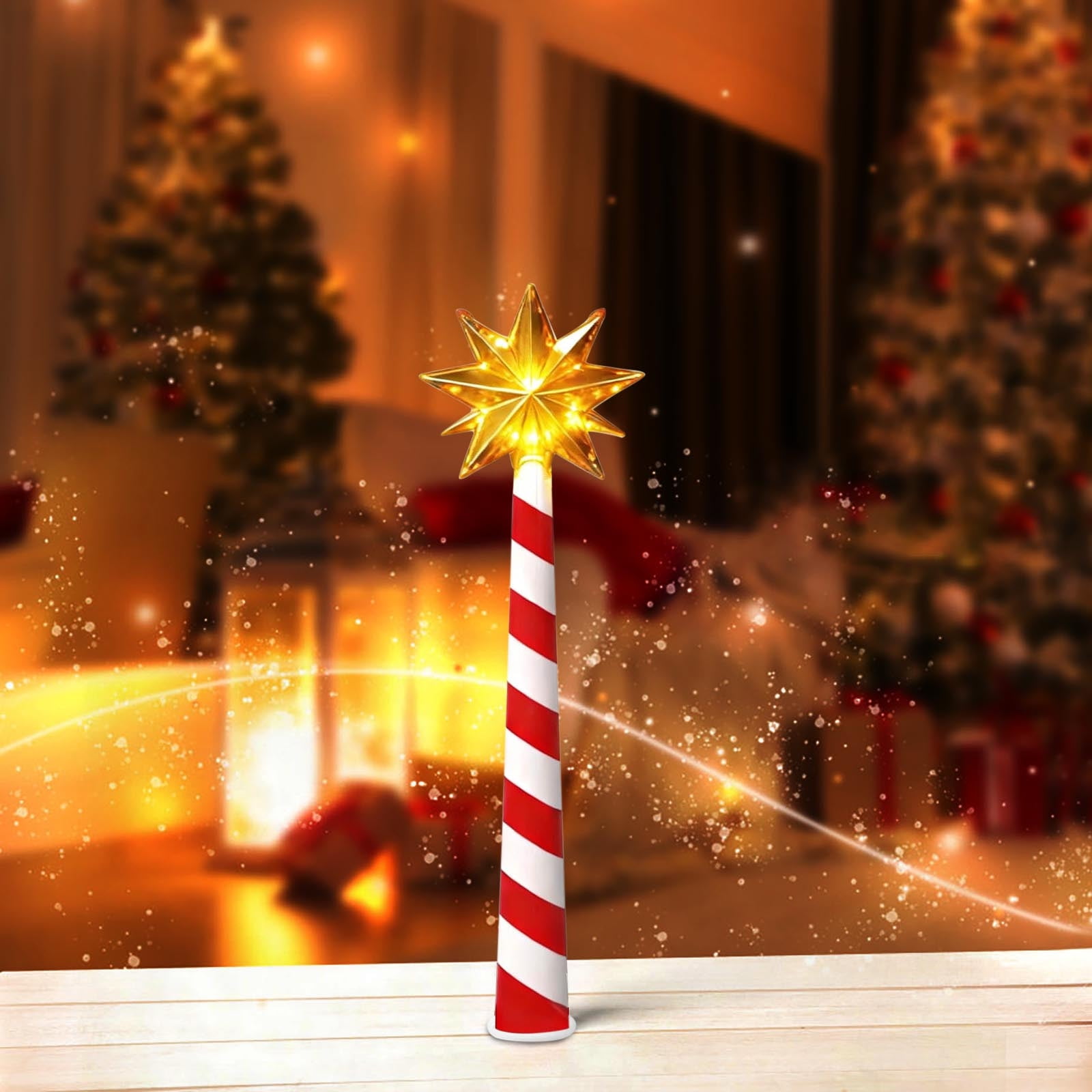 Magical Xmas Tree Light Wand, Wireless Remote with Glowing Star, Red ...