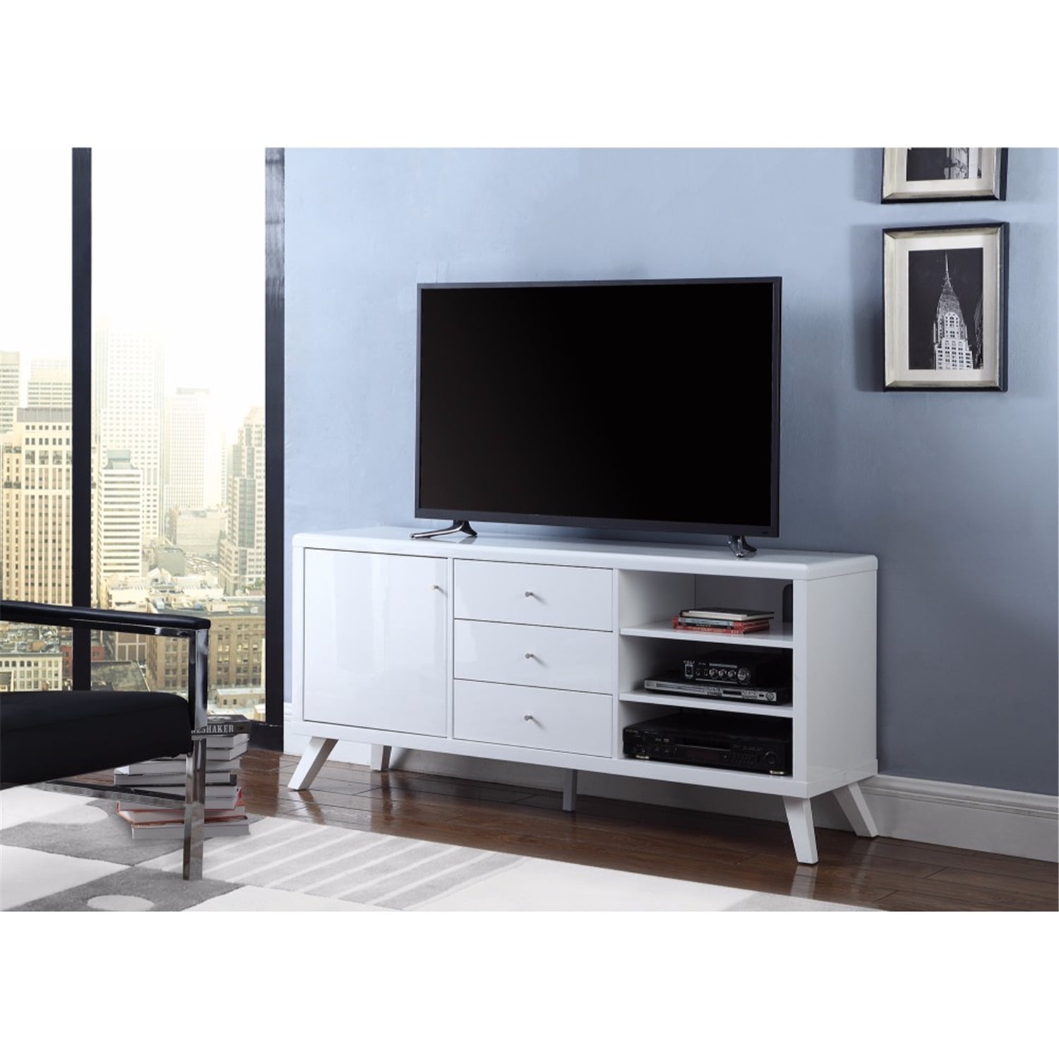 Benzara Magical glossy TV console with storage - Walmart.com