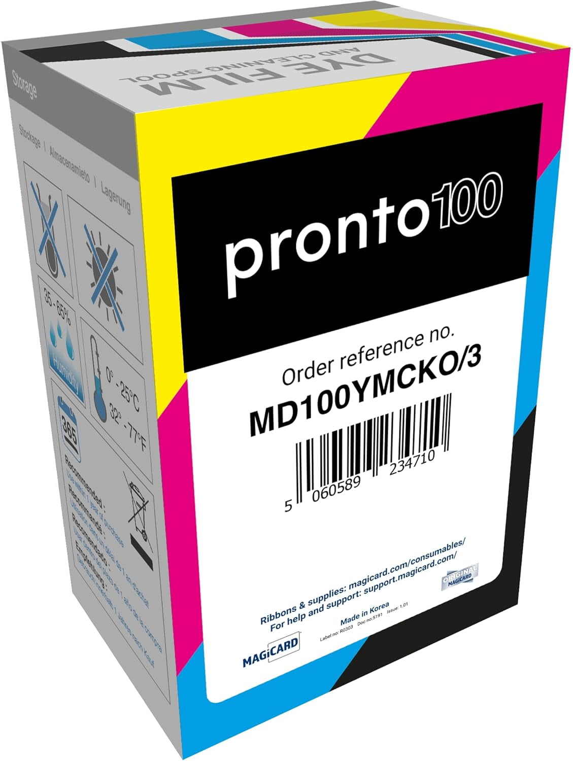 Magicard MD100YMCKO Color Ribbon, for Pronto 100 Printer - 100 Prints ...