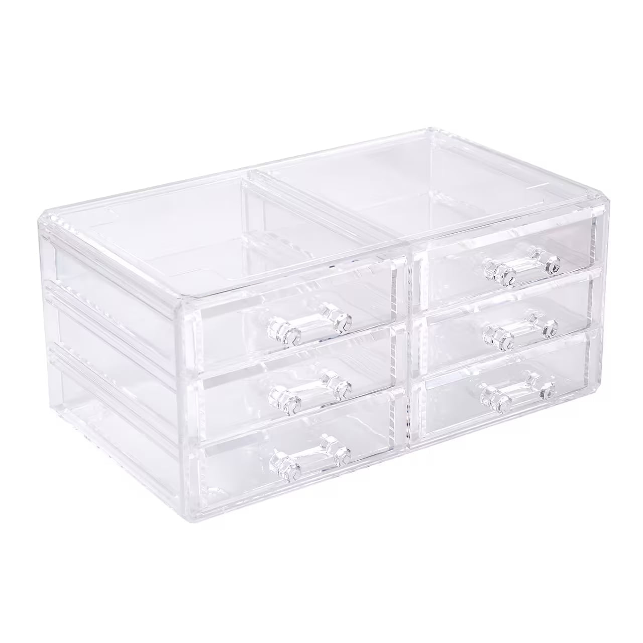 Magicare Clear Jewelry Organizer with 6 Drawers, 2-Pack Stackable Box ...