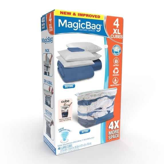 MagicBag® Vacuum Sealed Clothing Storage - XL Cube Space Saver - Double ...