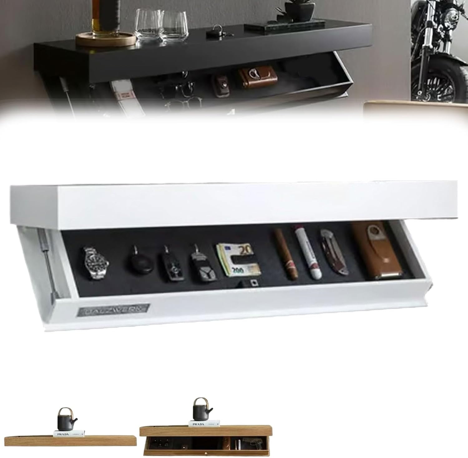 Magicflap Designer Shelf with Secret Compartment, Concealed Floating ...