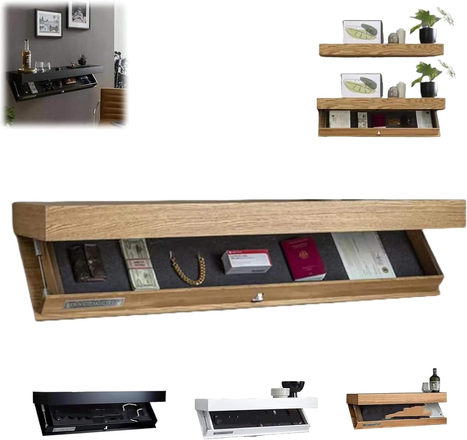 Magicflap Designer Shelf with Secret Compartment, Concealed Floating ...