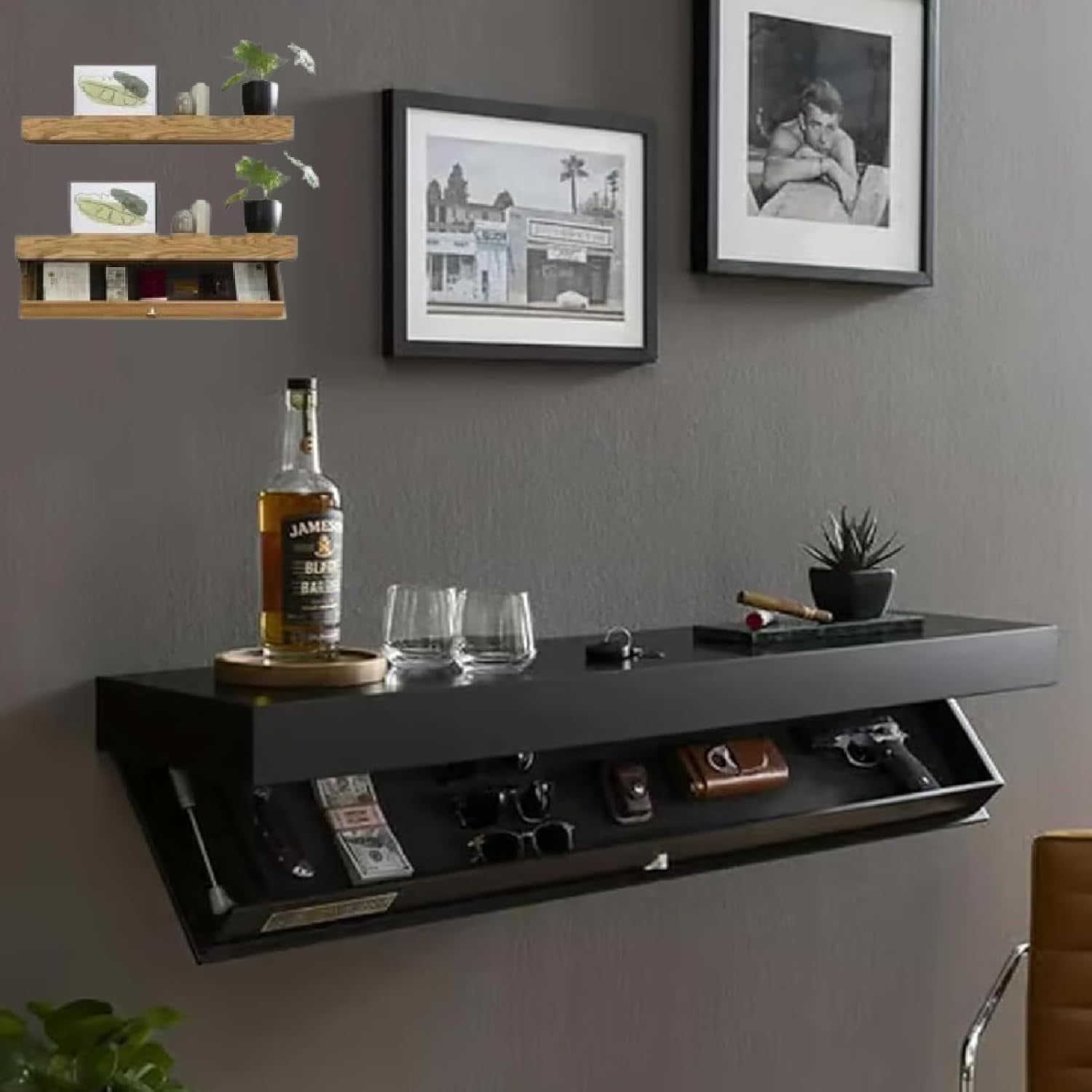 Magicflap Designer Shelf with Secret Compartment, Concealed Floating ...
