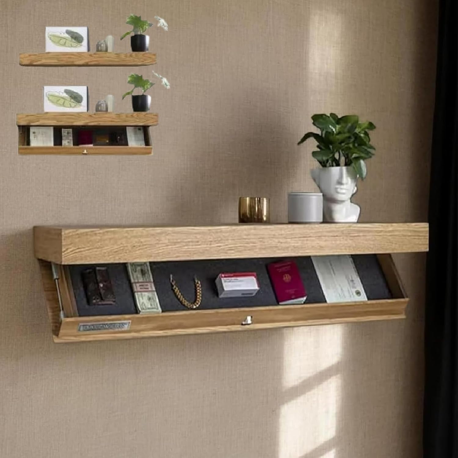 Magicflap Designer Shelf with Secret Compartment, Concealed Floating ...