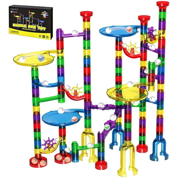 Magicfly Marble Run Set, 127 Pcs Marble Race Track for Kids with Glass ...