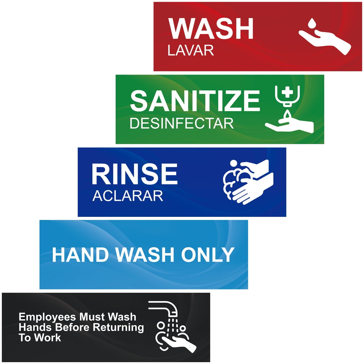 Magicfour Wash Rinse Sanitize Sink Labels, 5 Pack 3 Compartment Sink ...
