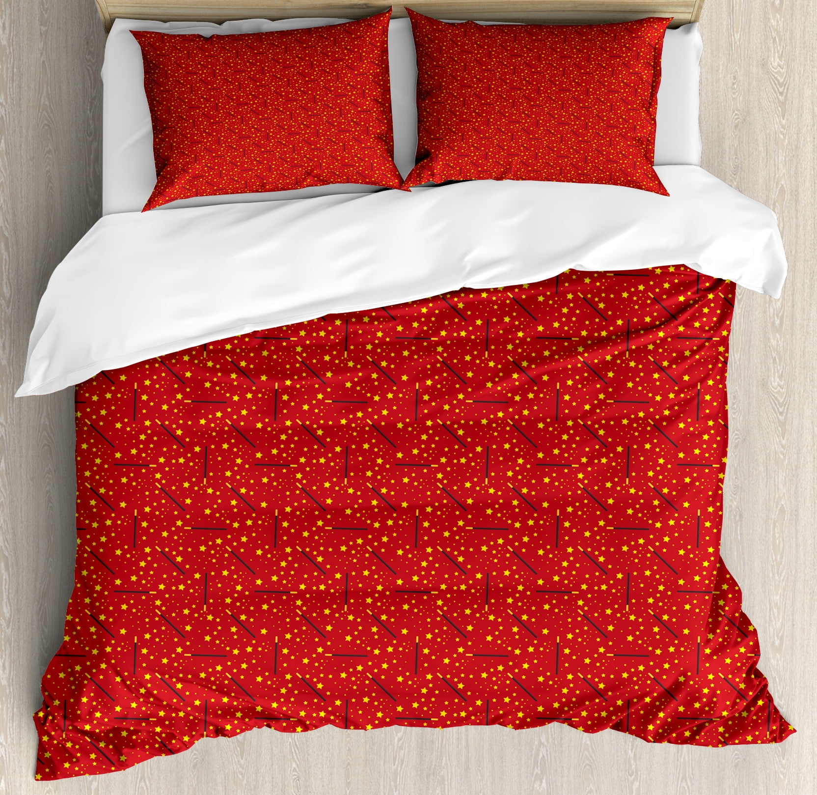 Magician Duvet Cover Set, Repetitive Pattern with Irregular Stars and ...
