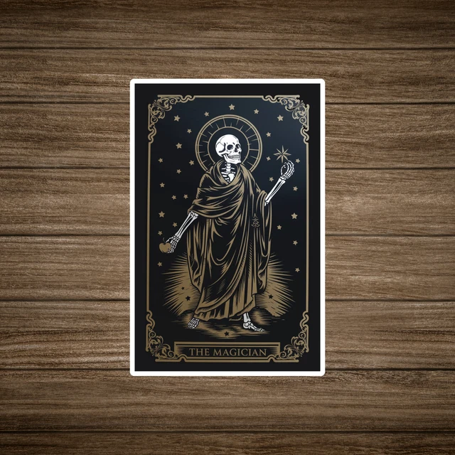 The Magician Tarot Card Sticker - Occult Skeleton Mystic Gothic ...