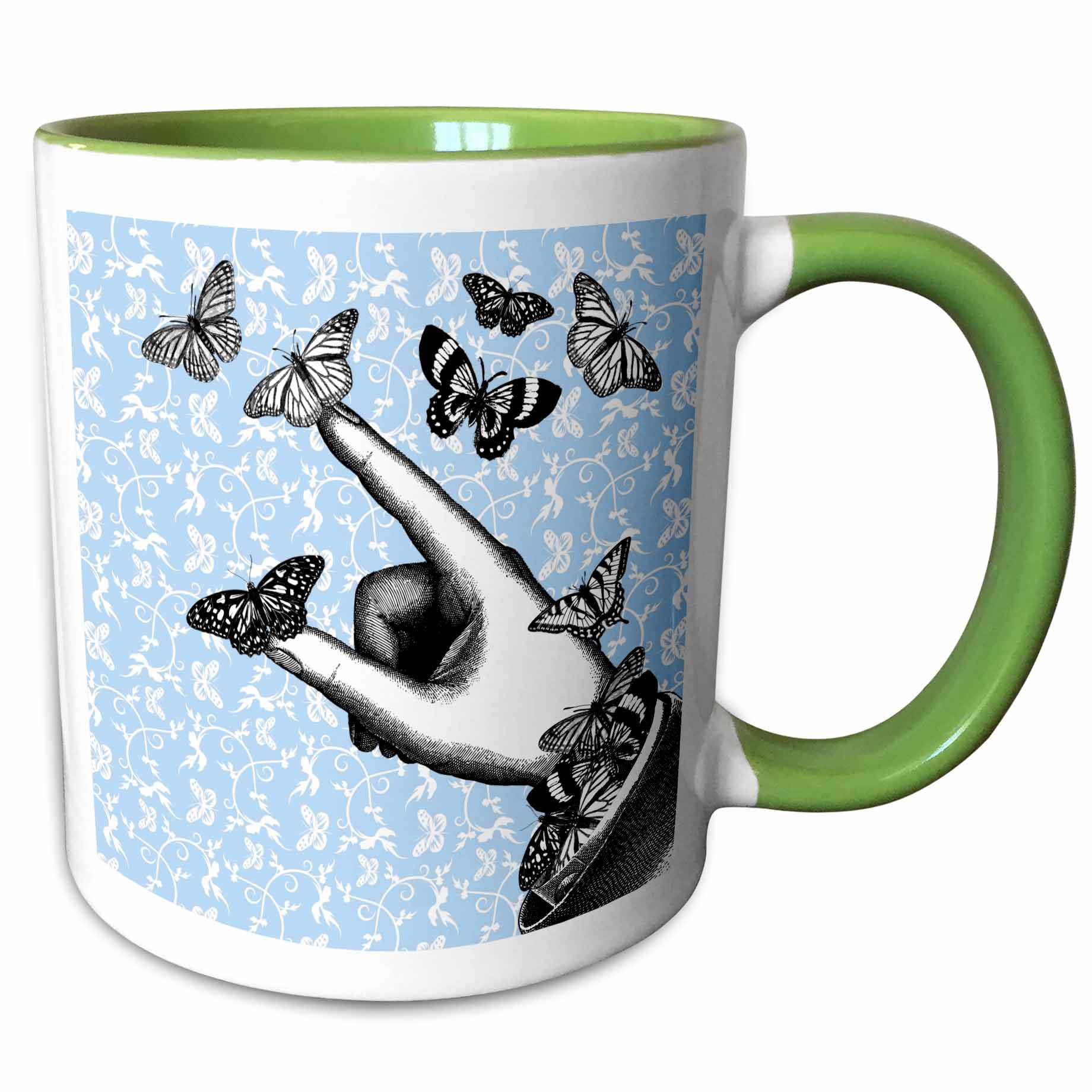 Magicians Butterfly Trick up Sleeve on pale blue background 15oz Two ...