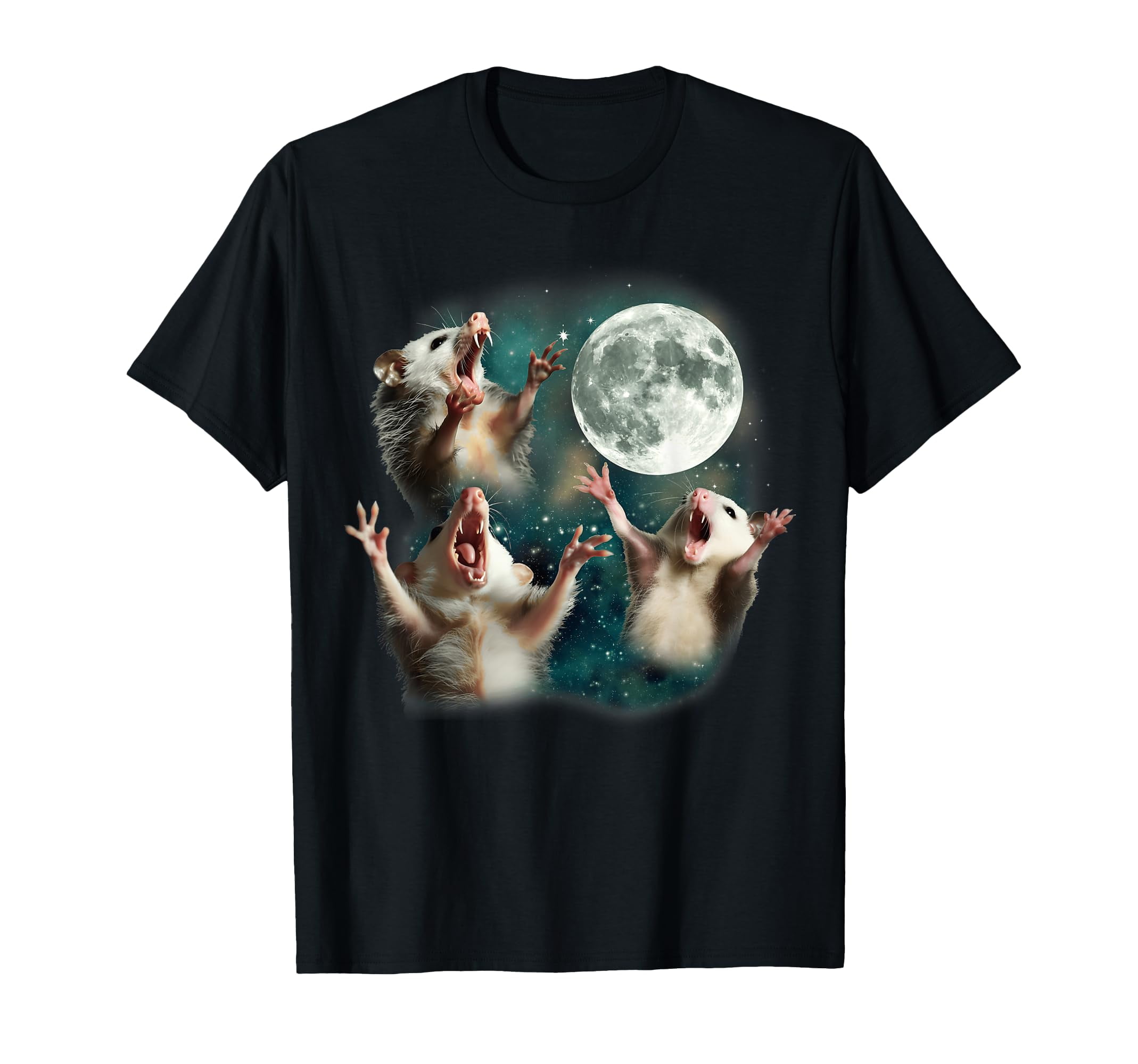 Magicmoon Three Possum Moon | 3 Opossum Funny Weird Cursed Meme T-Shirt ...