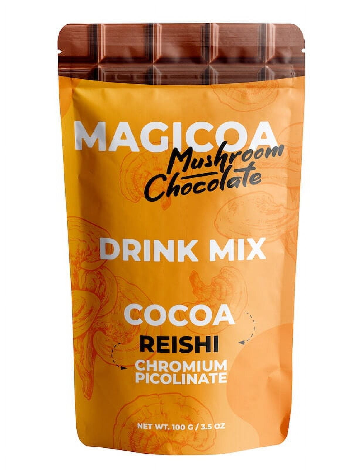 Magicoa Chocolate Cocoa Hot Beverage with Mushroom Blend, 3.50 Oz Pack ...