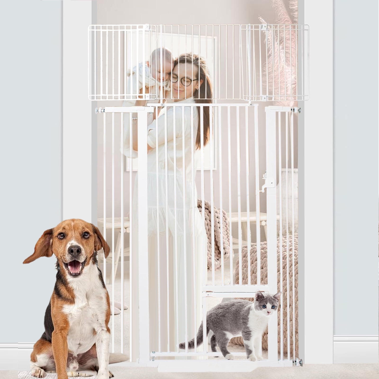 Magicorange 71 inch Extra Tall Baby Gate with Pet Door, Adjustable 29. ...