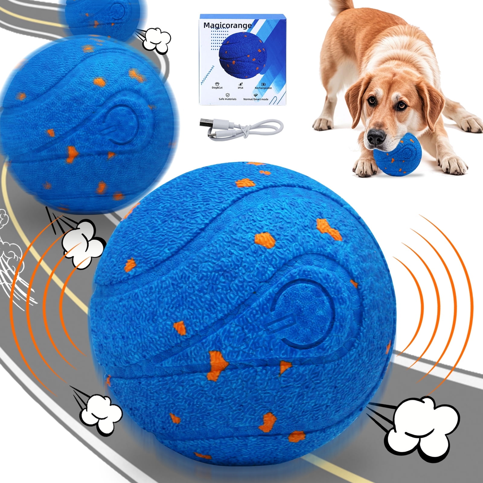 Magicorange Interactive Dog Toy Ball, E-TPU Material, Automatic Moving ...