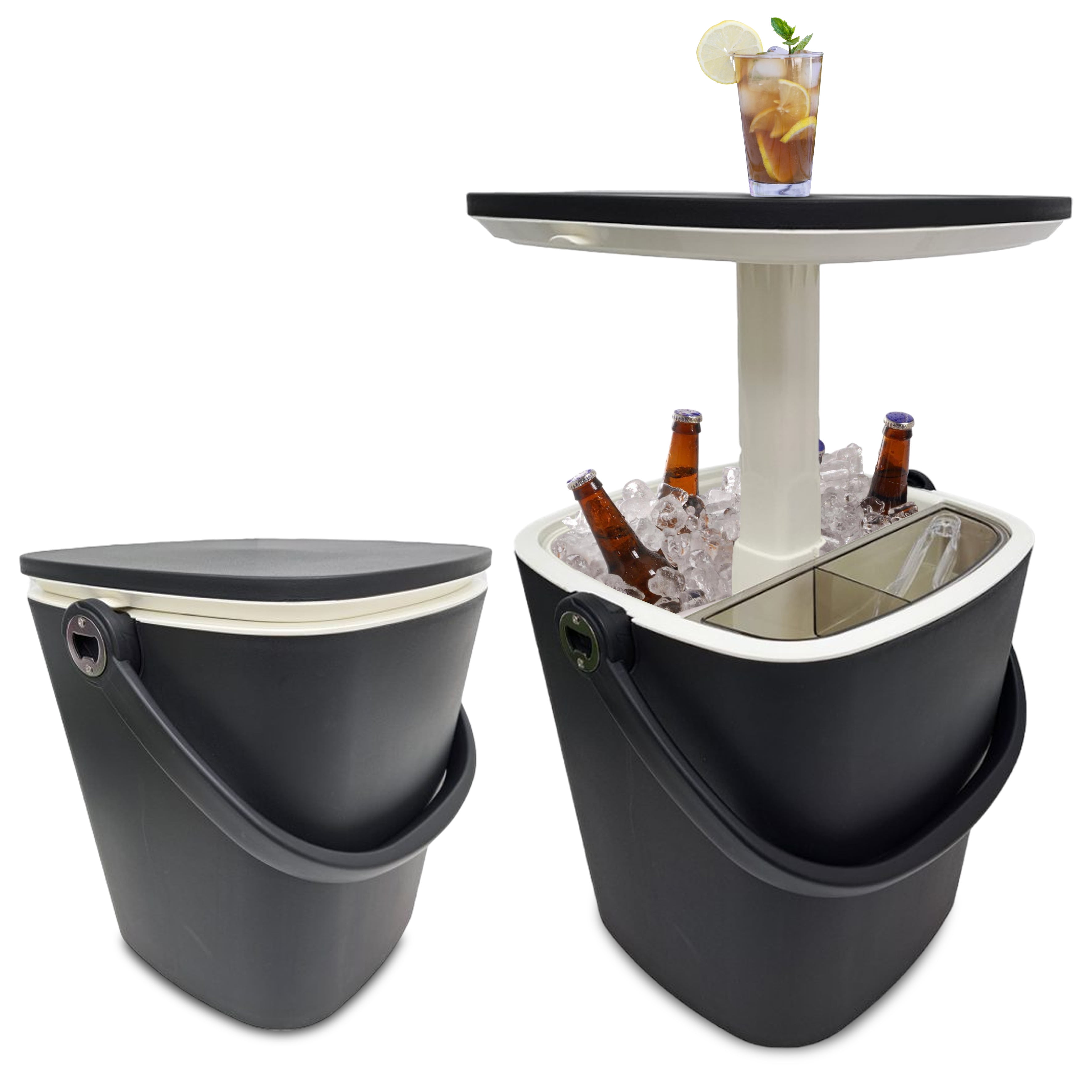 Magicshe Portable Cool Bar Table 15L Ice Bucket Lift Top Lid Beer Wine ...