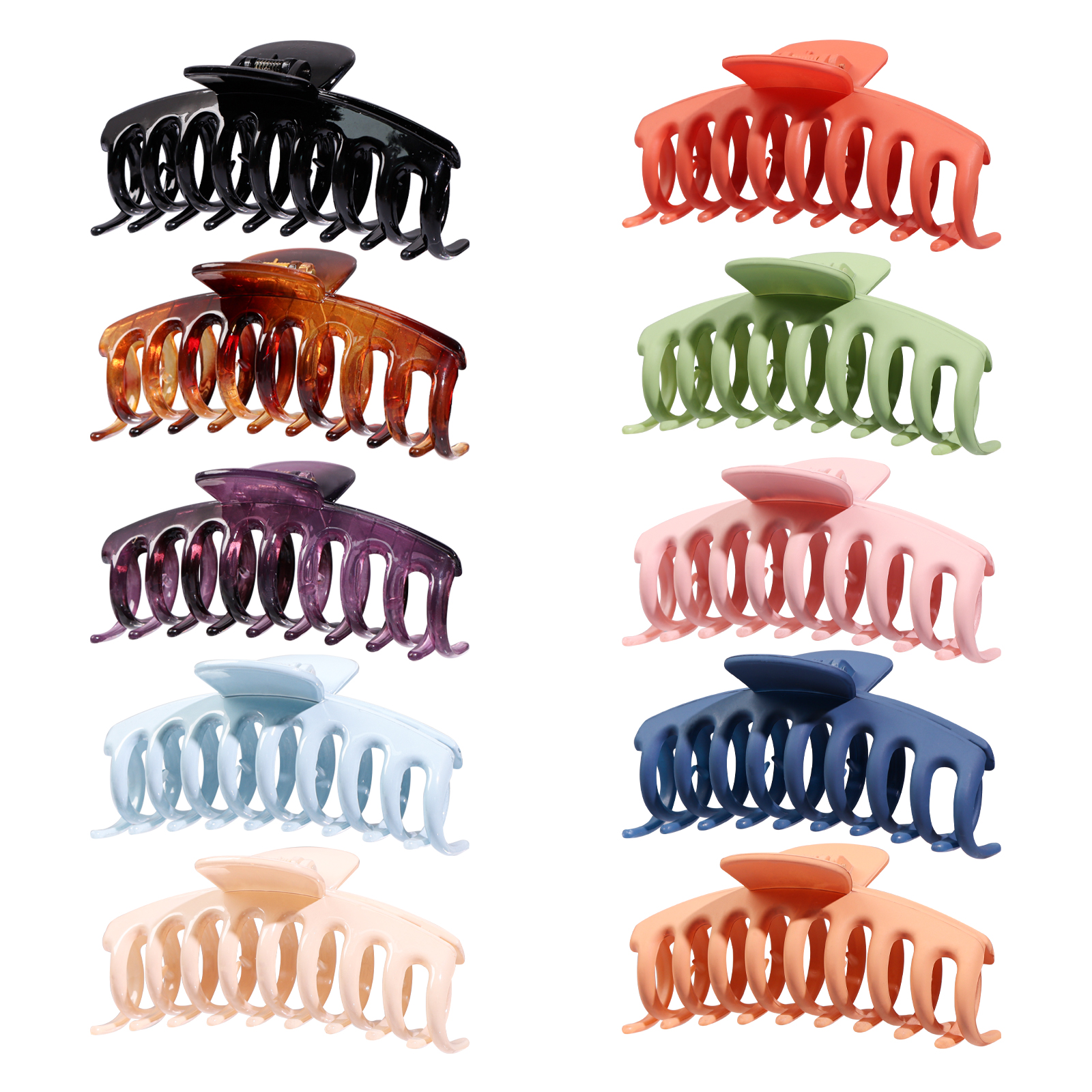 Magicsky 10PCS Large Hair Claw Clips, Nonslip Matte Plastic/ Resin Hair ...