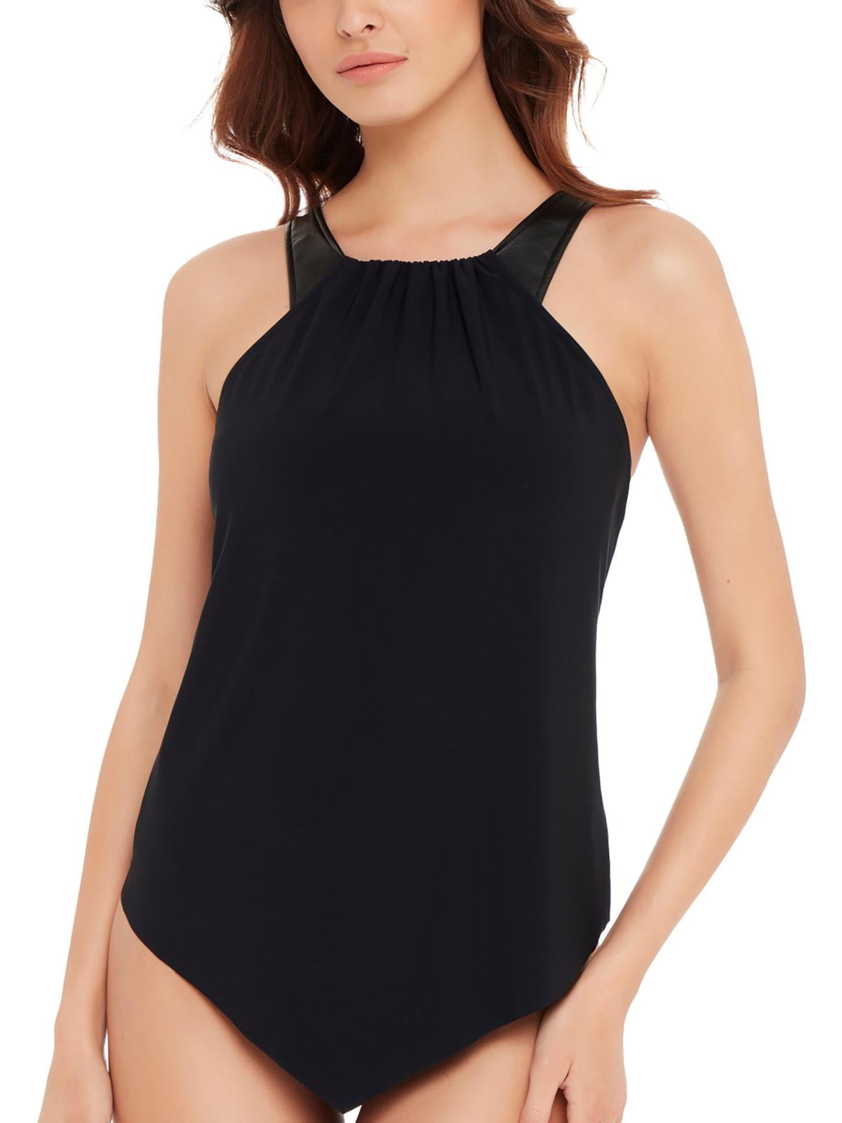 Magicsuit Womens Faux Leather Trim Halter Tankini Swim Top - Walmart.com