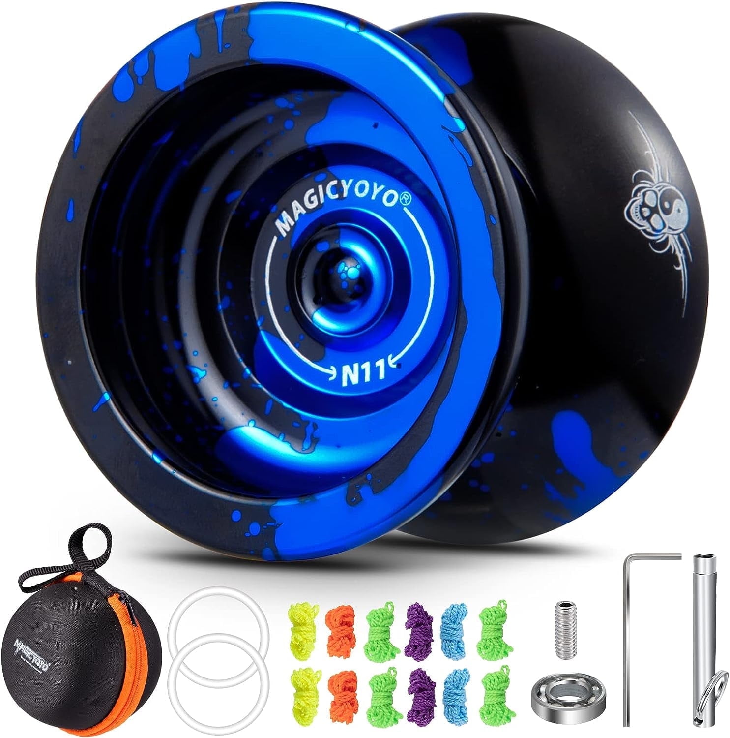Magicyoyo N11 Professional Unresponsive Yoyo, Dual Function Yo-Yo Metal Alloy Yo Yo (Black Blue ...