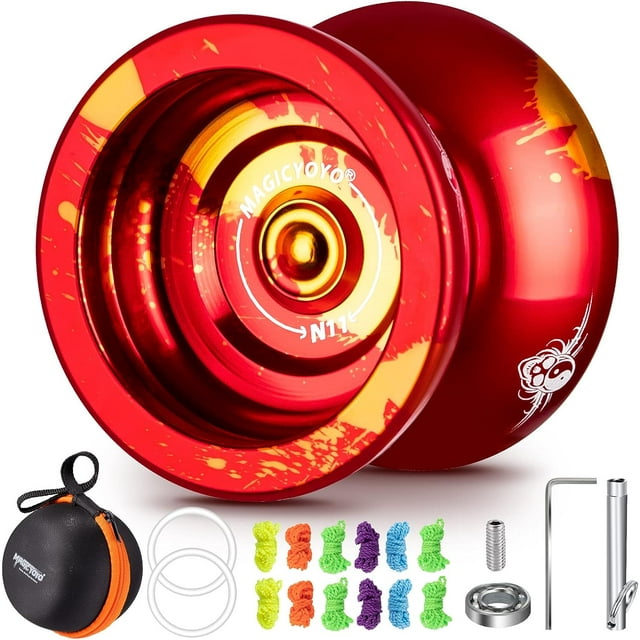 Magicyoyo Pro N11 Red Golden, Aluminum Unresponsive Yoyo for Kids, Adults, Advanced Players with ...